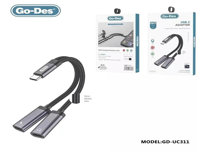 Go-Des GD-UC311 2in1 USB-C+USB-C Adapter – Zore Australia