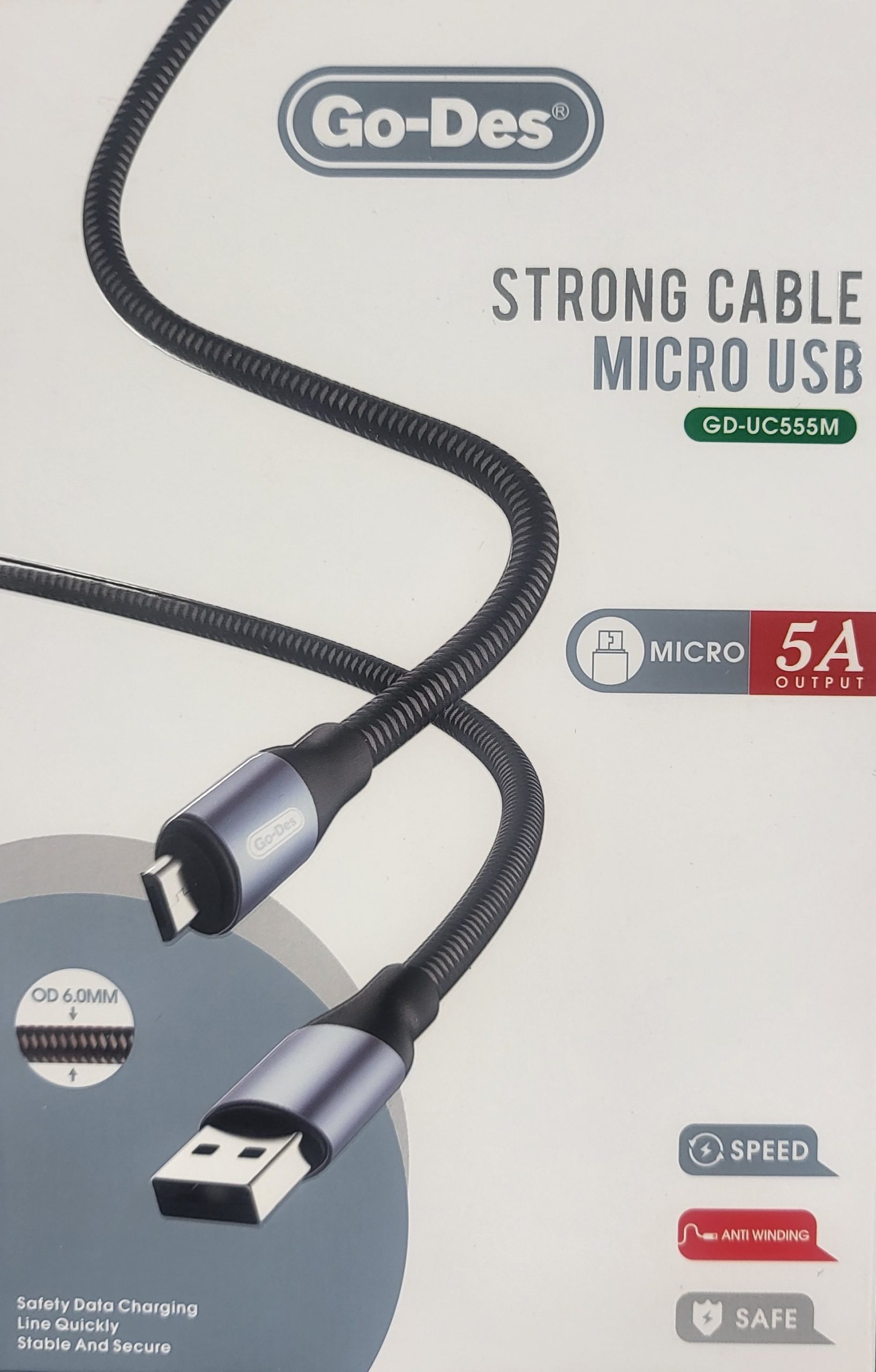 Go-Des GD-UC555M Micro USB Strong Cable 5A 1.2M – Zore Australia